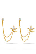 Double Connecting Linked Earrings with White Cubic Zirconia by Oomiay ...