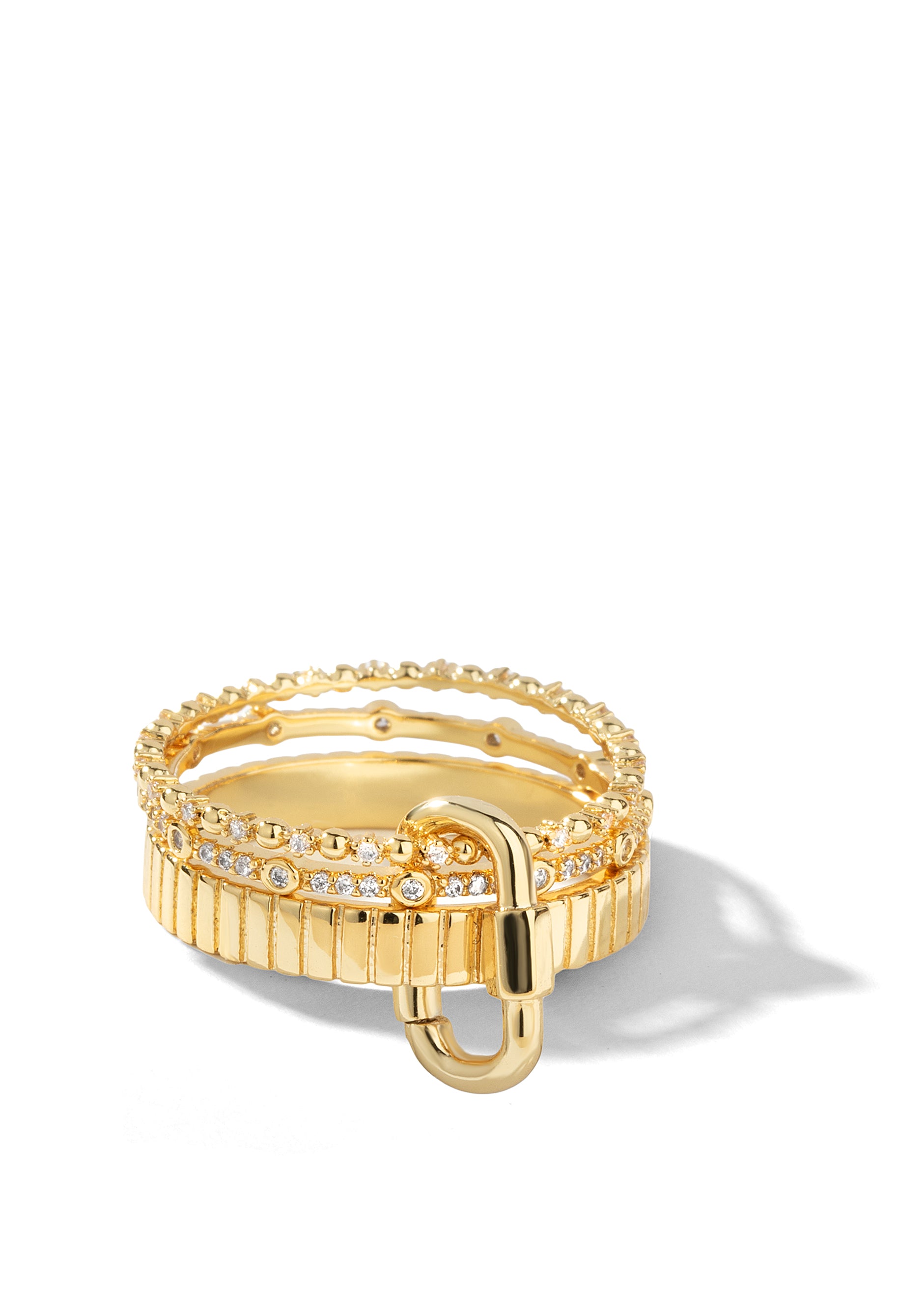 Triple Band Gold Rings with Carabiner Clasp | Keepsake by Oomiay – Oomiay Jewelry