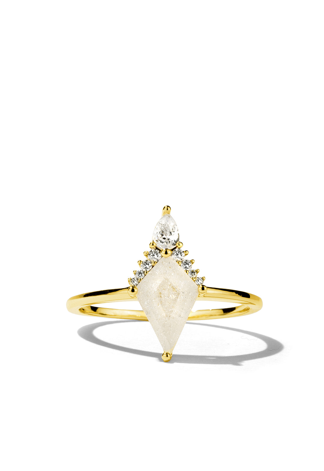Gold Ring Featuring a White Ice Crystal | Narnia by Oomiay – Oomiay Jewelry