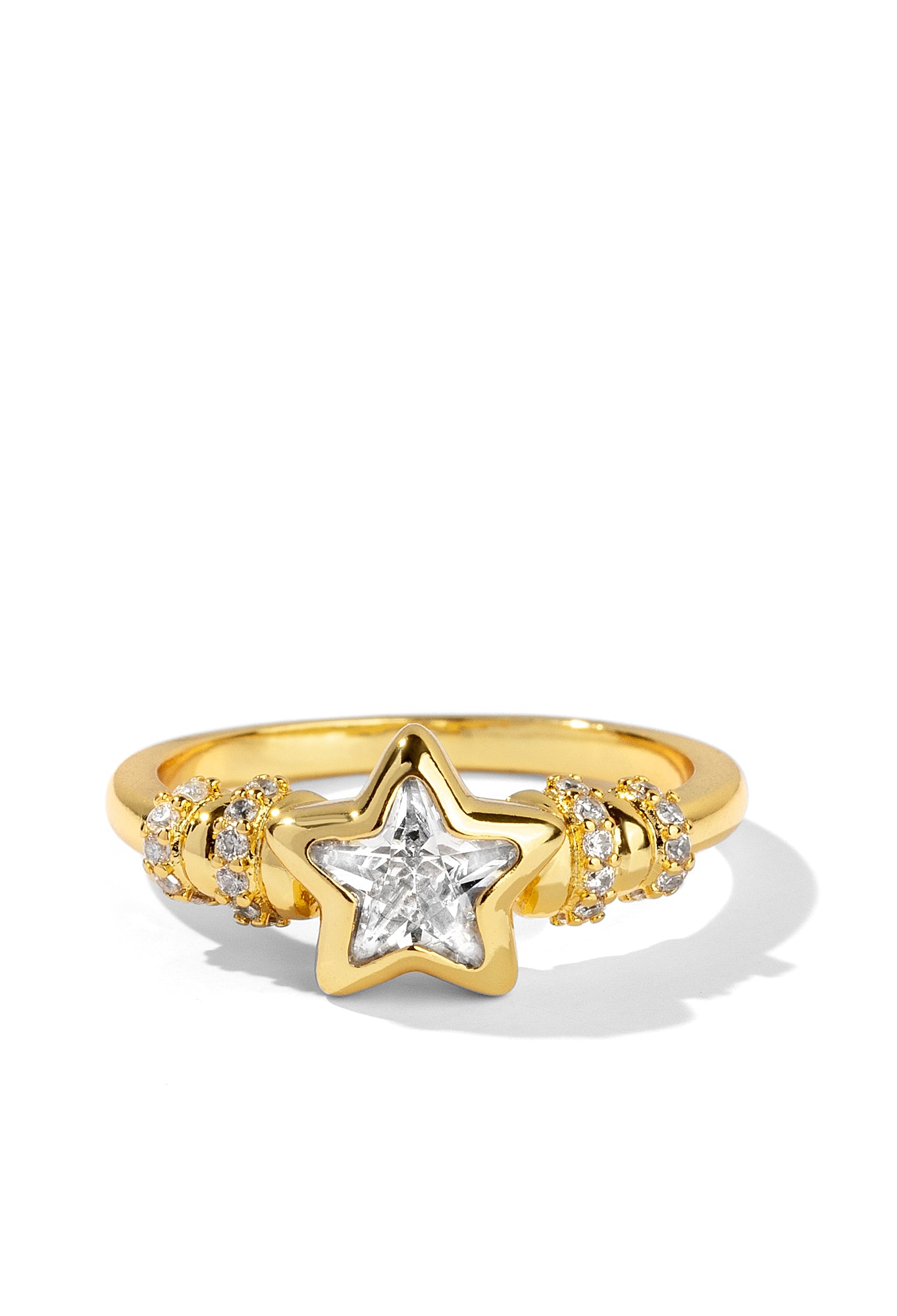 Chunky Vintage Gold Ring Featuring a Star Bezel Crystal | Starlight by ...