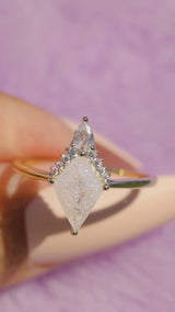 Gold Ring Featuring a White Ice Crystal | Narnia by Oomiay – Oomiay Jewelry
