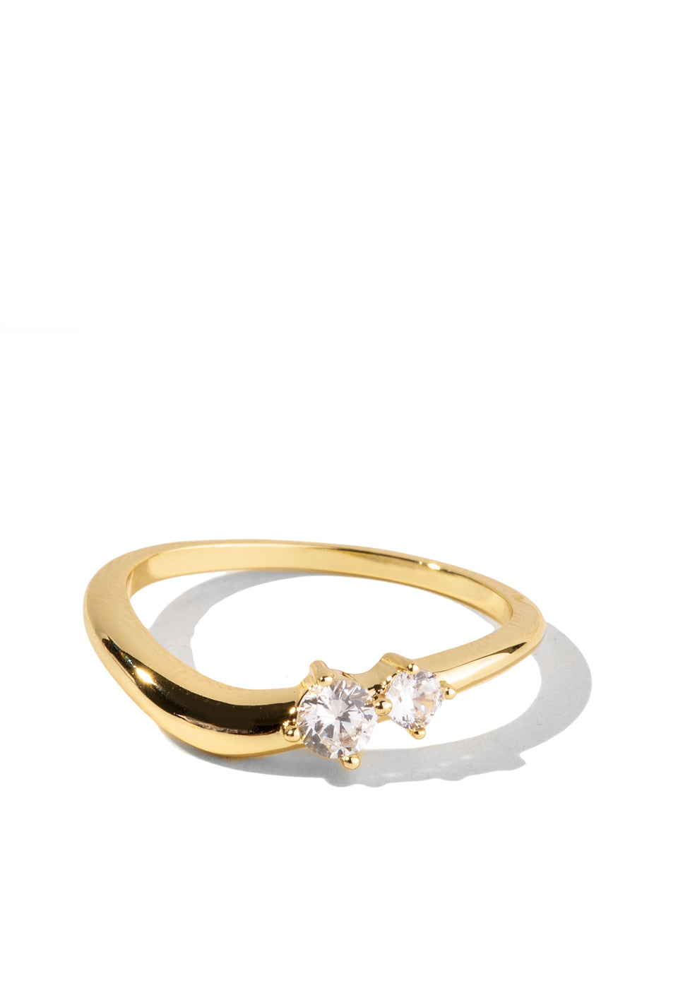 Gold Bubble Curved Band Ring with White Crystals | Doodle by Oomiay ...