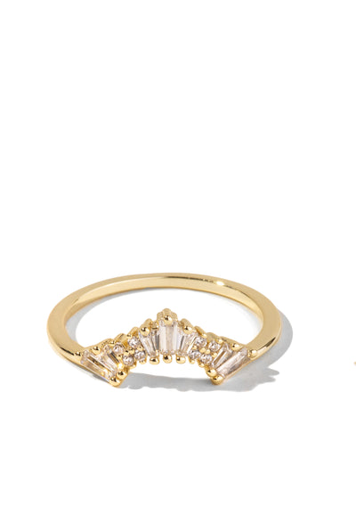 Gold Stacker Band Ring with White Crystals | Essence by Oomiay – Oomiay Jewelry