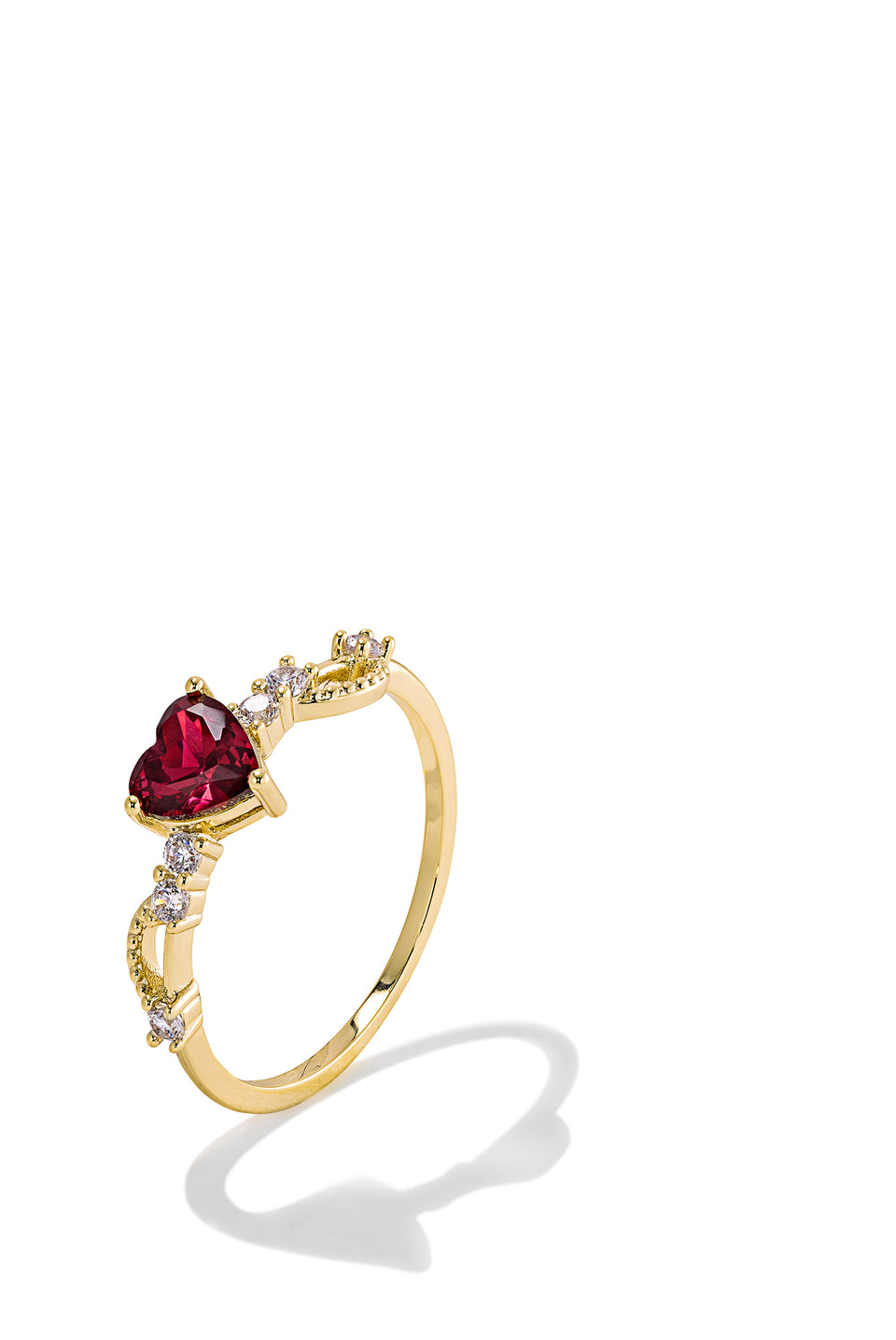 Dainty Intricate Gold Ring w/ Red Heart Shaped Crystal | Vermillion by ...